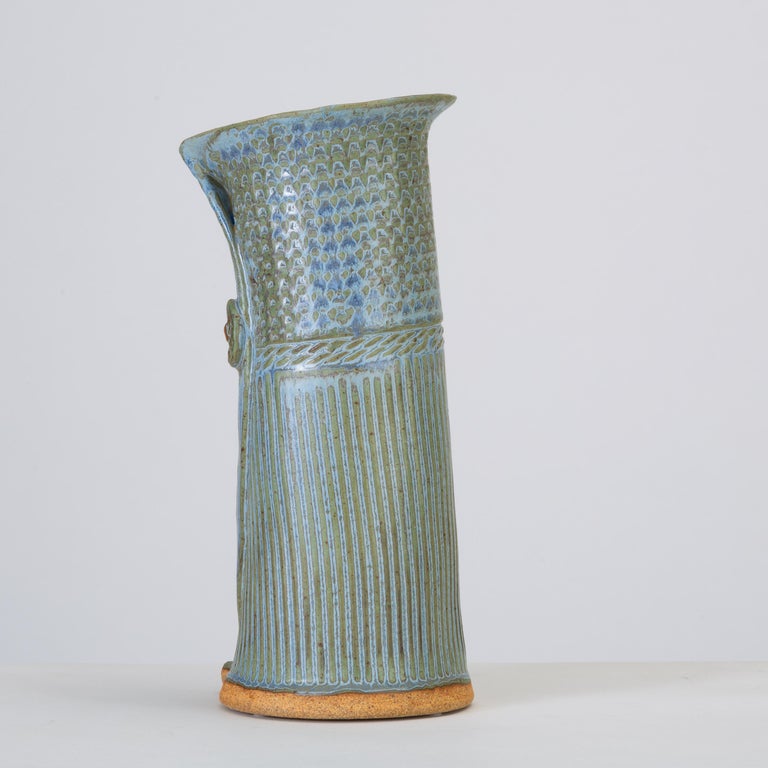 Incised Vase with Button Detail at 1stDibs