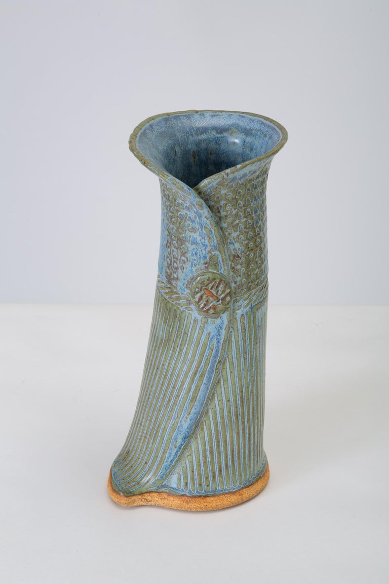 Incised Vase with Button Detail For Sale at 1stdibs