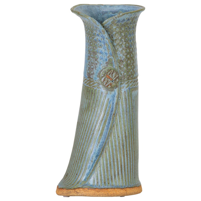 Incised Vase with Button Detail at 1stDibs