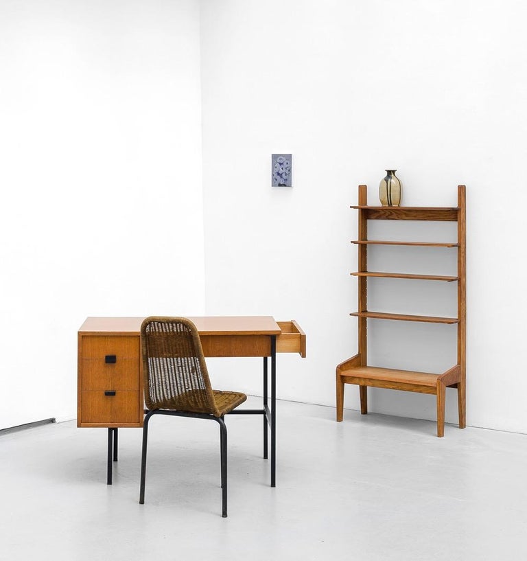 Inclined Shelf in Oak by René Jean Caillette, 1950 For Sale at 1stDibs