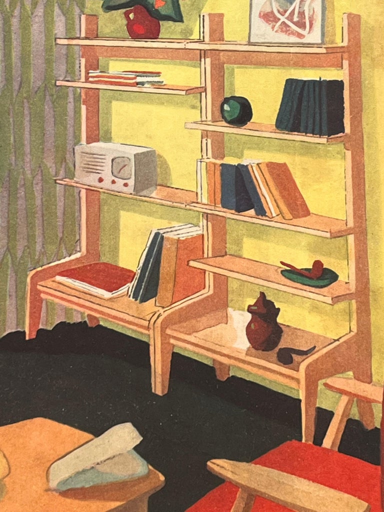 Inclined Shelf in Oak by René Jean Caillette, 1950 For Sale at 1stDibs
