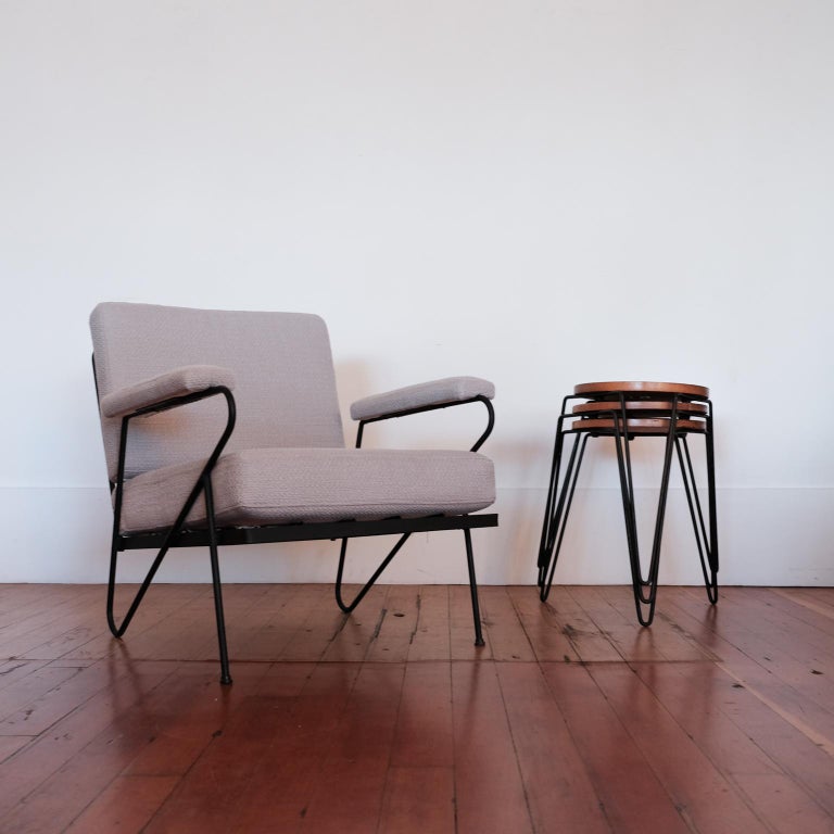 Inco Iron and Wood Midcentury California Design Tables Stools, 1950s at ...