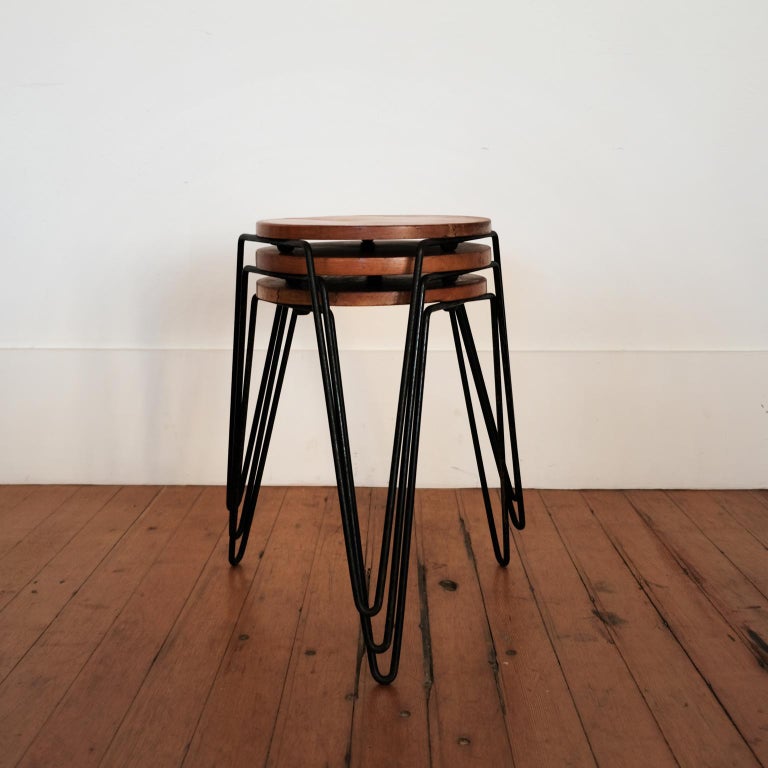 Inco Iron and Wood Midcentury California Design Tables Stools, 1950s at ...