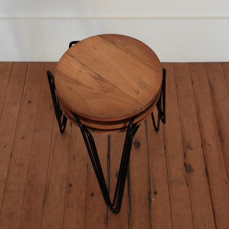 Inco Iron and Wood Midcentury California Design Tables Stools, 1950s at ...