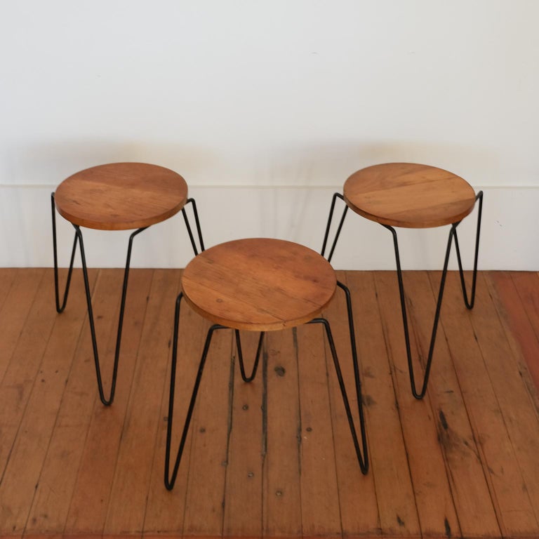 Inco Iron and Wood Midcentury California Design Tables Stools, 1950s at ...