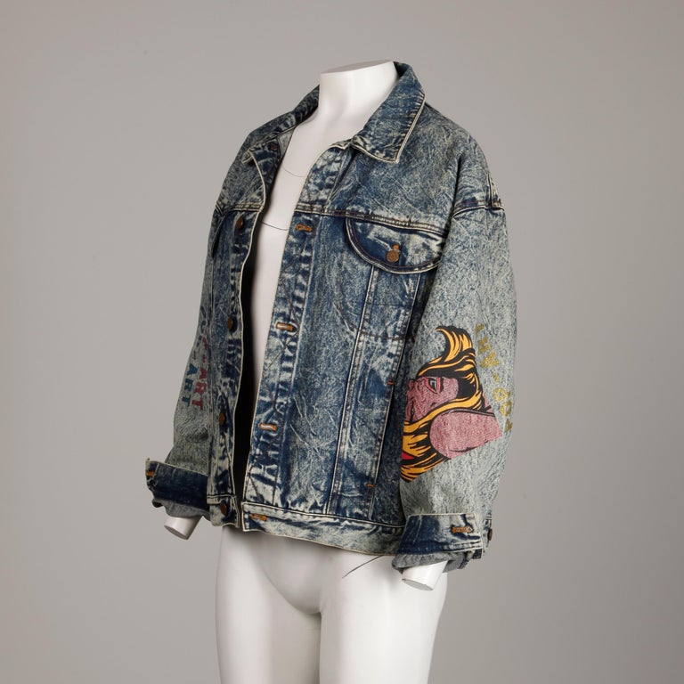 Incredible 1980s Vintage Comic Book Pop Art Acid Washed Denim Jean ...