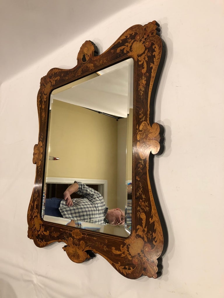 Incredible 19th Century Mixed Wood Inlaid Mirror with George Washington ...
