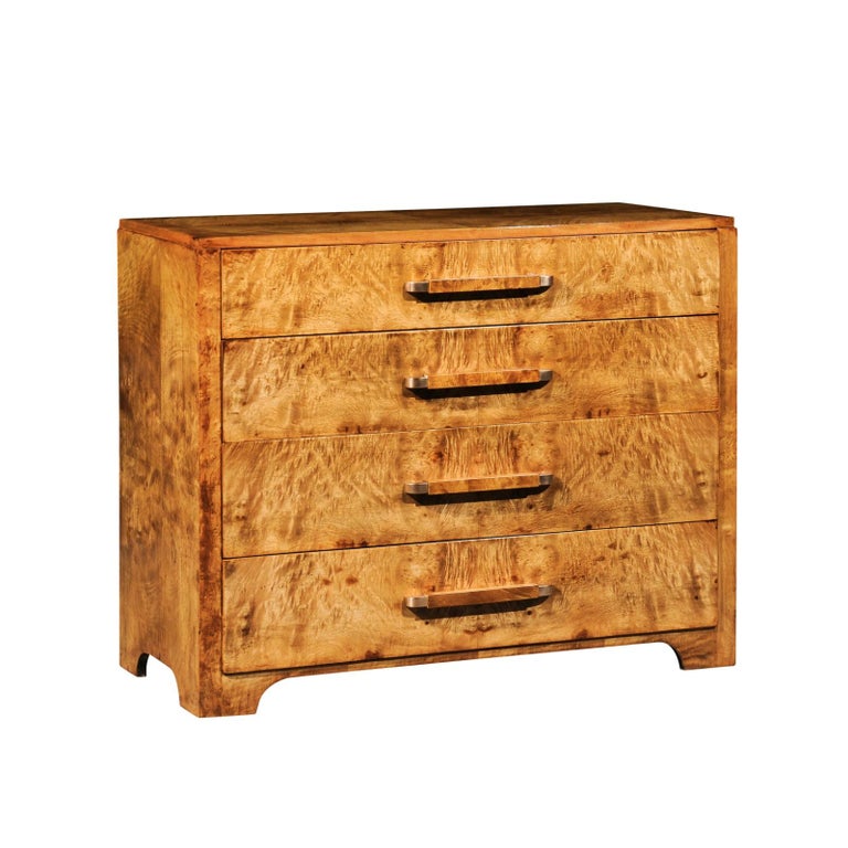 Incredible Art Deco Commode in Curly Maple by Donald Deskey for ...
