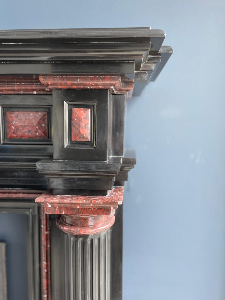 Incredible Detailed Black and Rouge Marble Antique Fireplace Surround ...