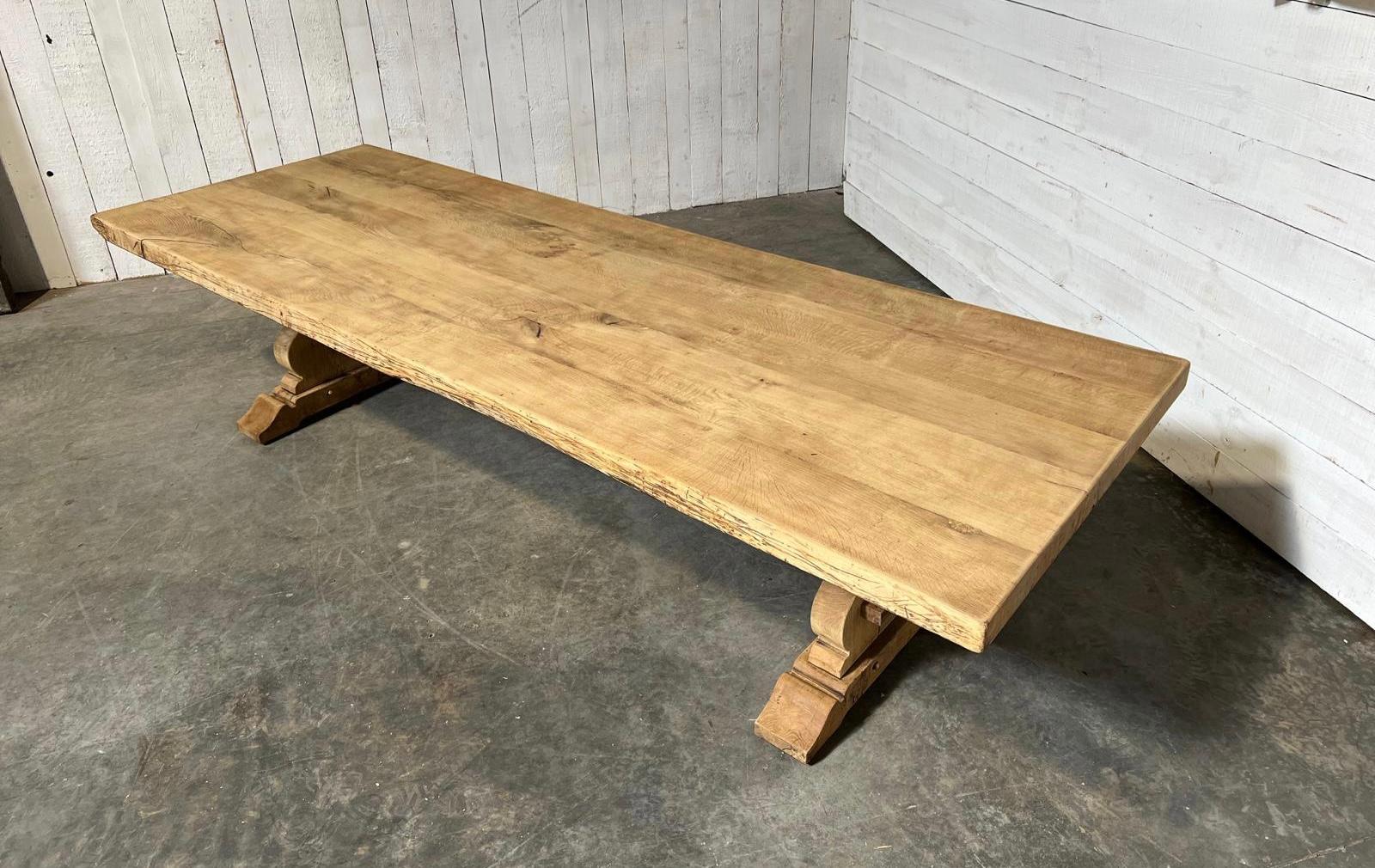 Incredible Enormous French Bleached Oak Farmhouse Dining Room Table For ...