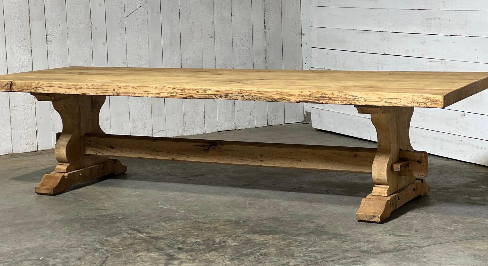 Incredible Enormous French Bleached Oak Farmhouse Dining Room Table For ...