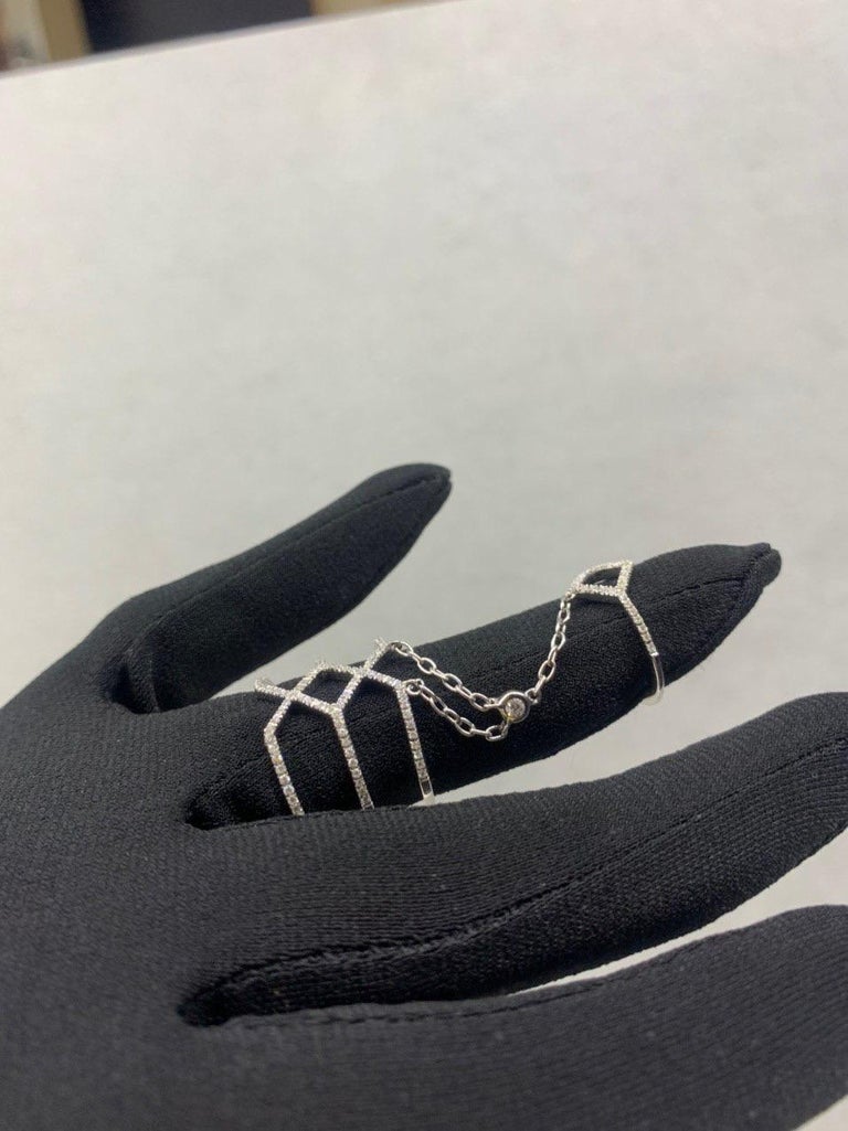 Incredible Fine Jewelry White Diamond White Gold Chain Ring For Sale at ...