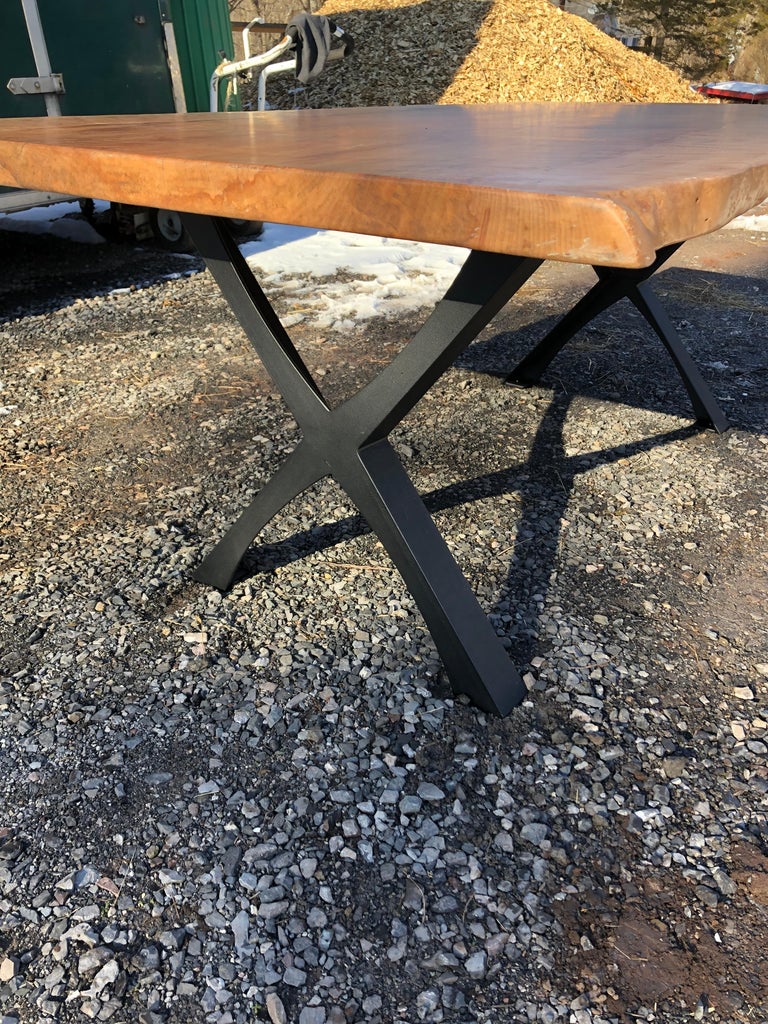 Incredible Hand Crafted Large Ash Live Edge Slab Dining Table For Sale ...