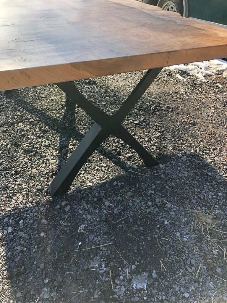 Incredible Hand Crafted Large Ash Live Edge Slab Dining Table For Sale ...