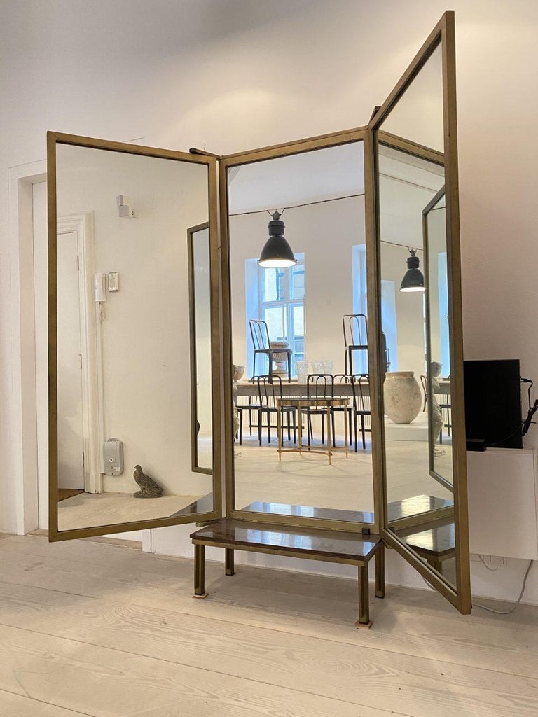 Incredible Handsome Three Winged Dressing Mirror 60-70s Italy at 1stDibs