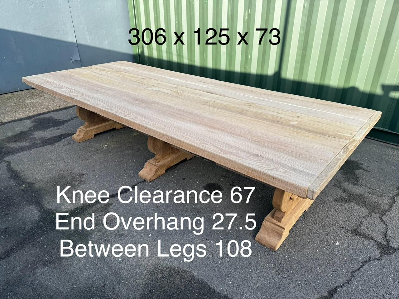 Incredible Huge Long and Deep French Bleached Oak Farmhouse Dining ...