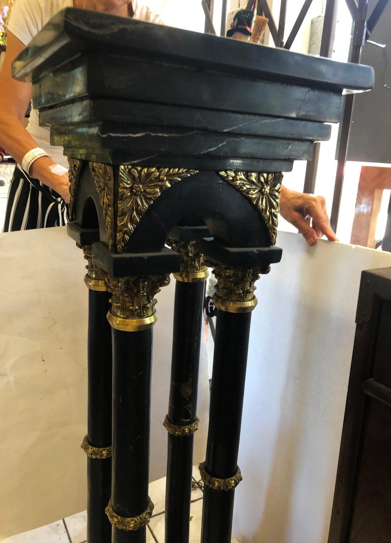 Incredible Neo Classical Marble and Bronze Pedestal For Sale at 1stDibs