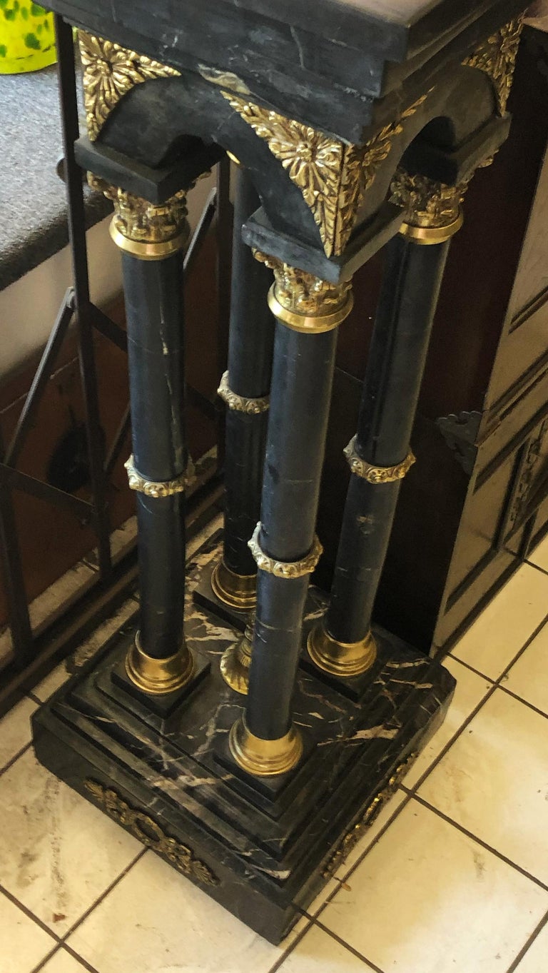 Incredible Neo Classical Marble and Bronze Pedestal For Sale at 1stDibs