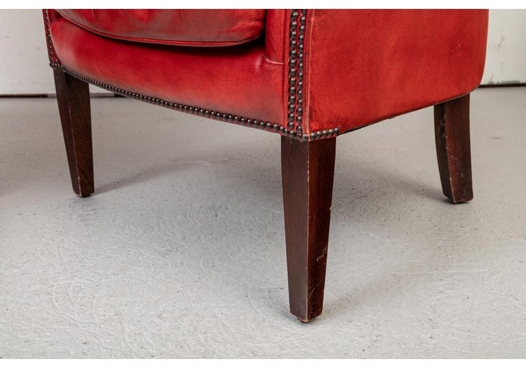 Incredible Pair of Compatible Lipstick Red Wing Chairs For Sale at 1stDibs