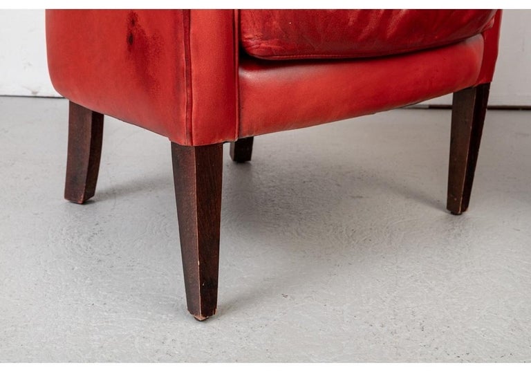 Incredible Pair of Compatible Lipstick Red Wing Chairs For Sale at 1stDibs