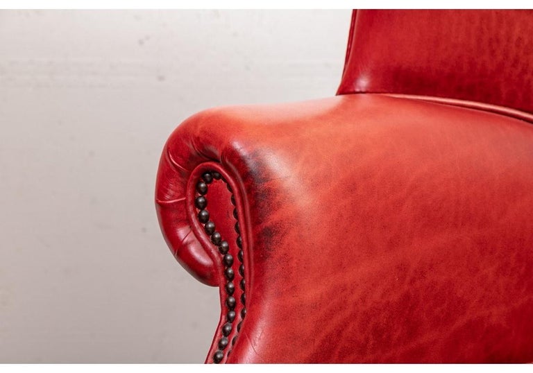 Incredible Pair of Compatible Lipstick Red Wing Chairs For Sale at 1stDibs