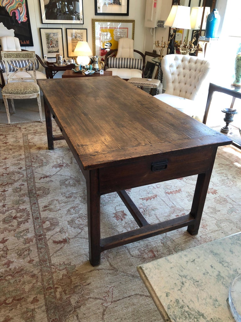 Incredible Rare French Antique Walnut Farm Table or Kitchen Island at ...
