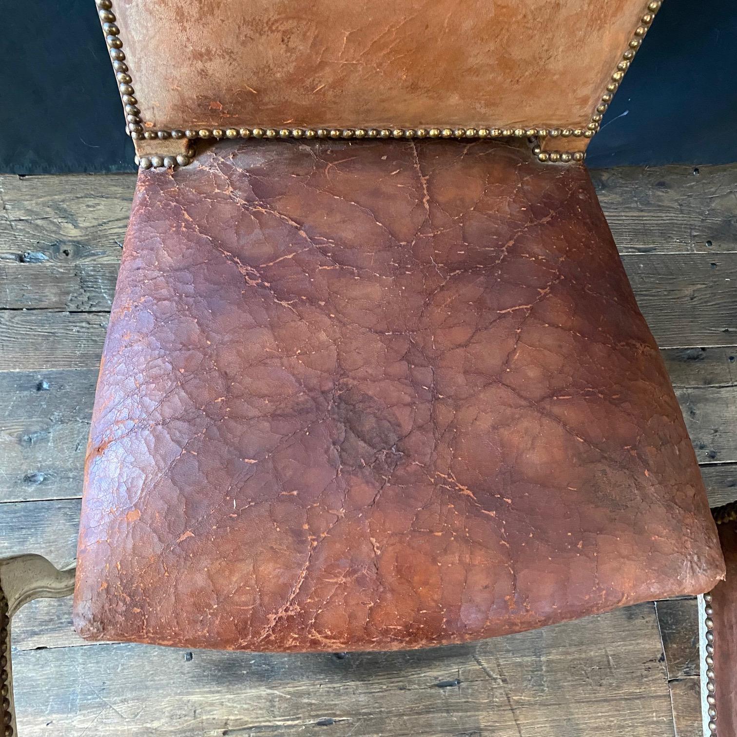 Incredible Set of Four 19th Century Distresed Leather Hoof Footed ...