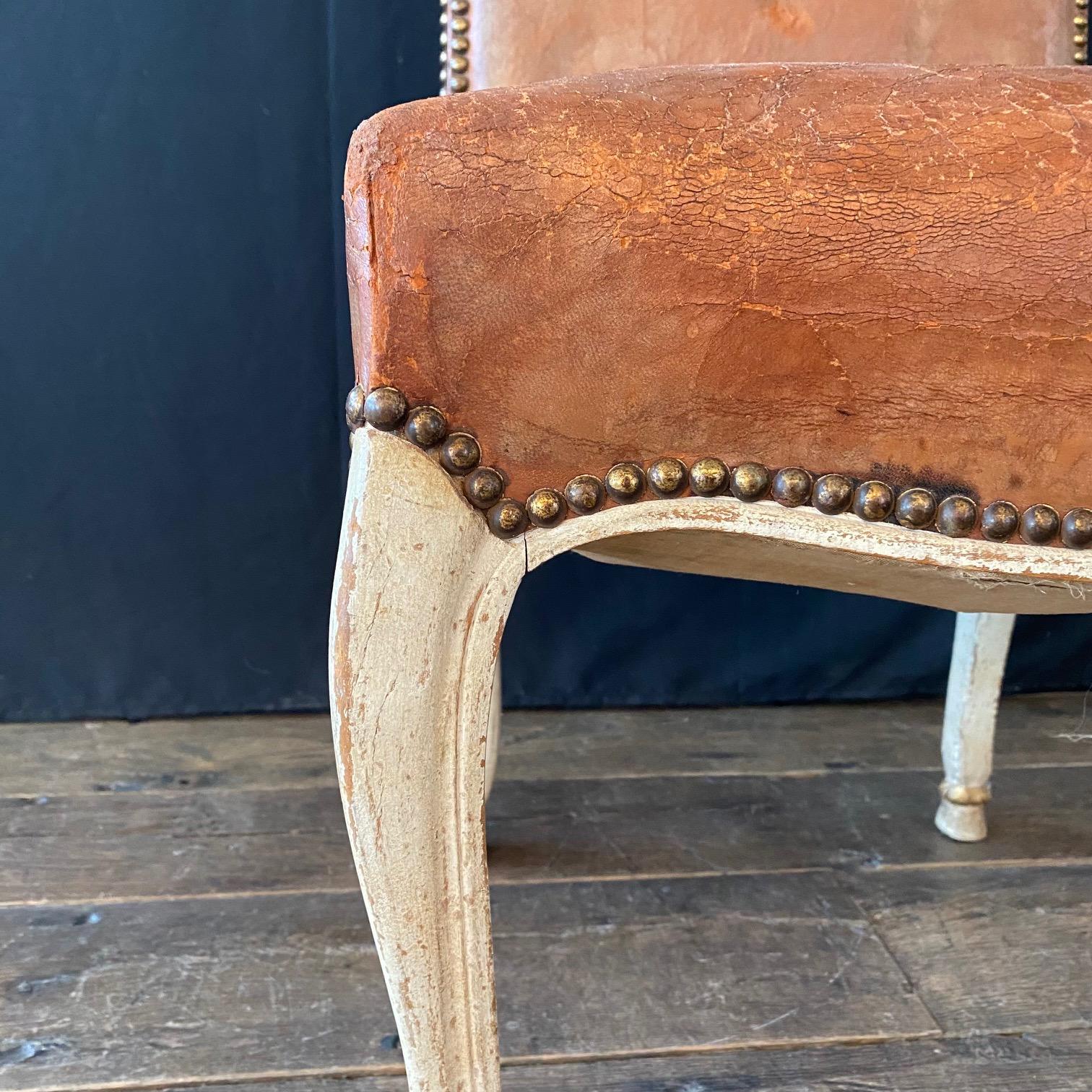 Incredible Set of Four 19th Century Distresed Leather Hoof Footed ...