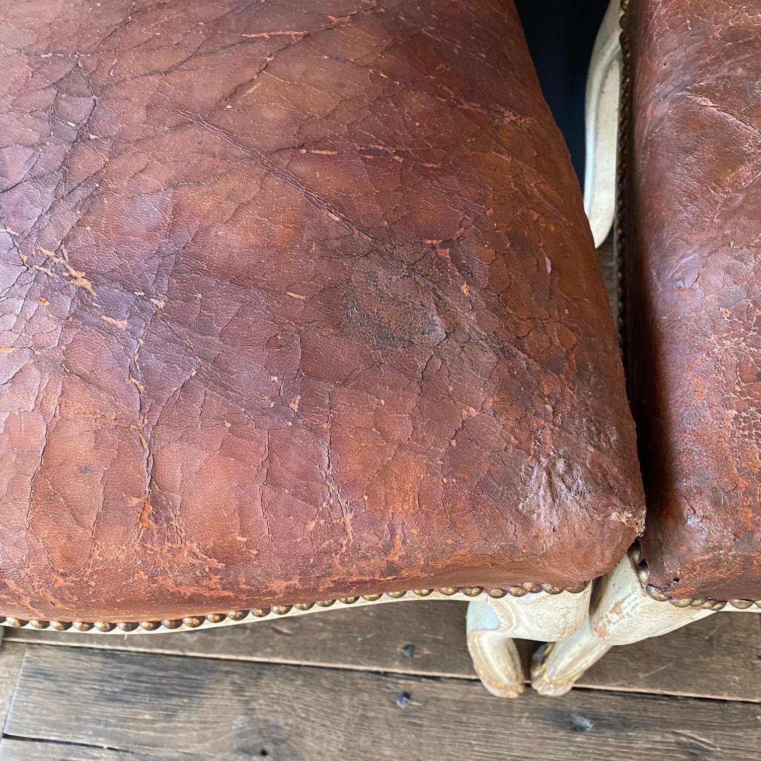 Incredible Set of Four 19th Century Distresed Leather Hoof Footed ...