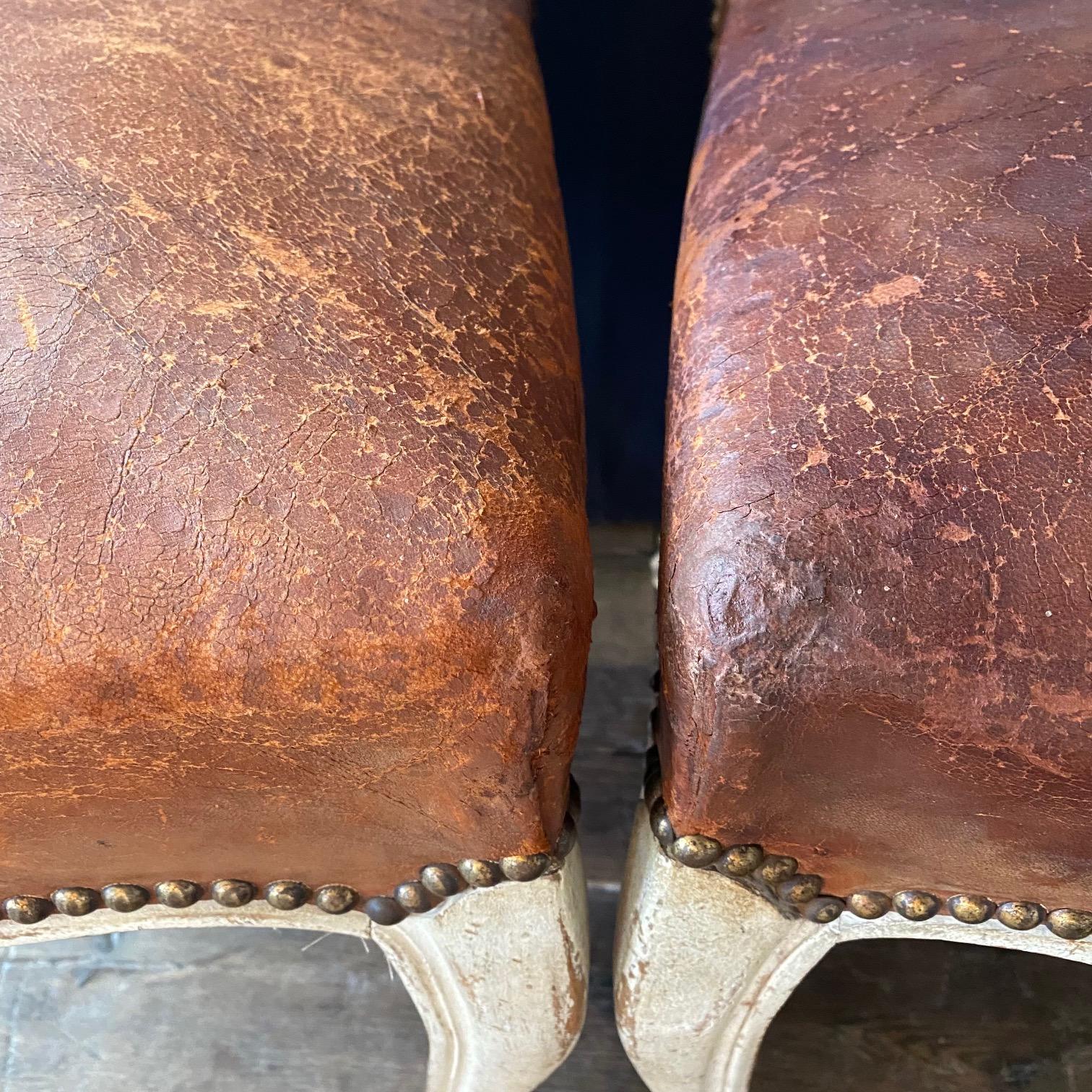 Incredible Set of Four 19th Century Distresed Leather Hoof Footed ...