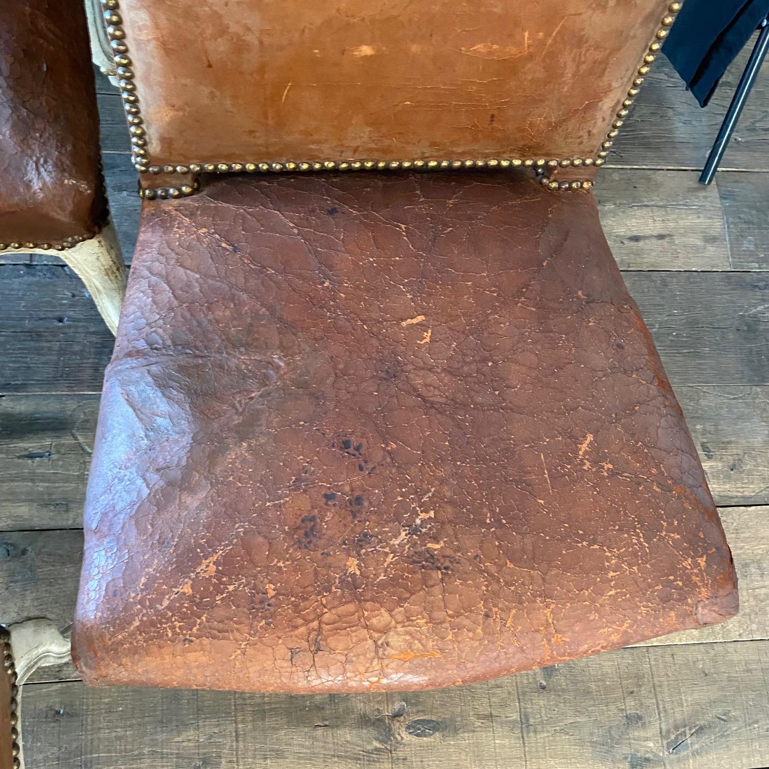 Incredible Set of Four 19th Century Distresed Leather Hoof Footed ...