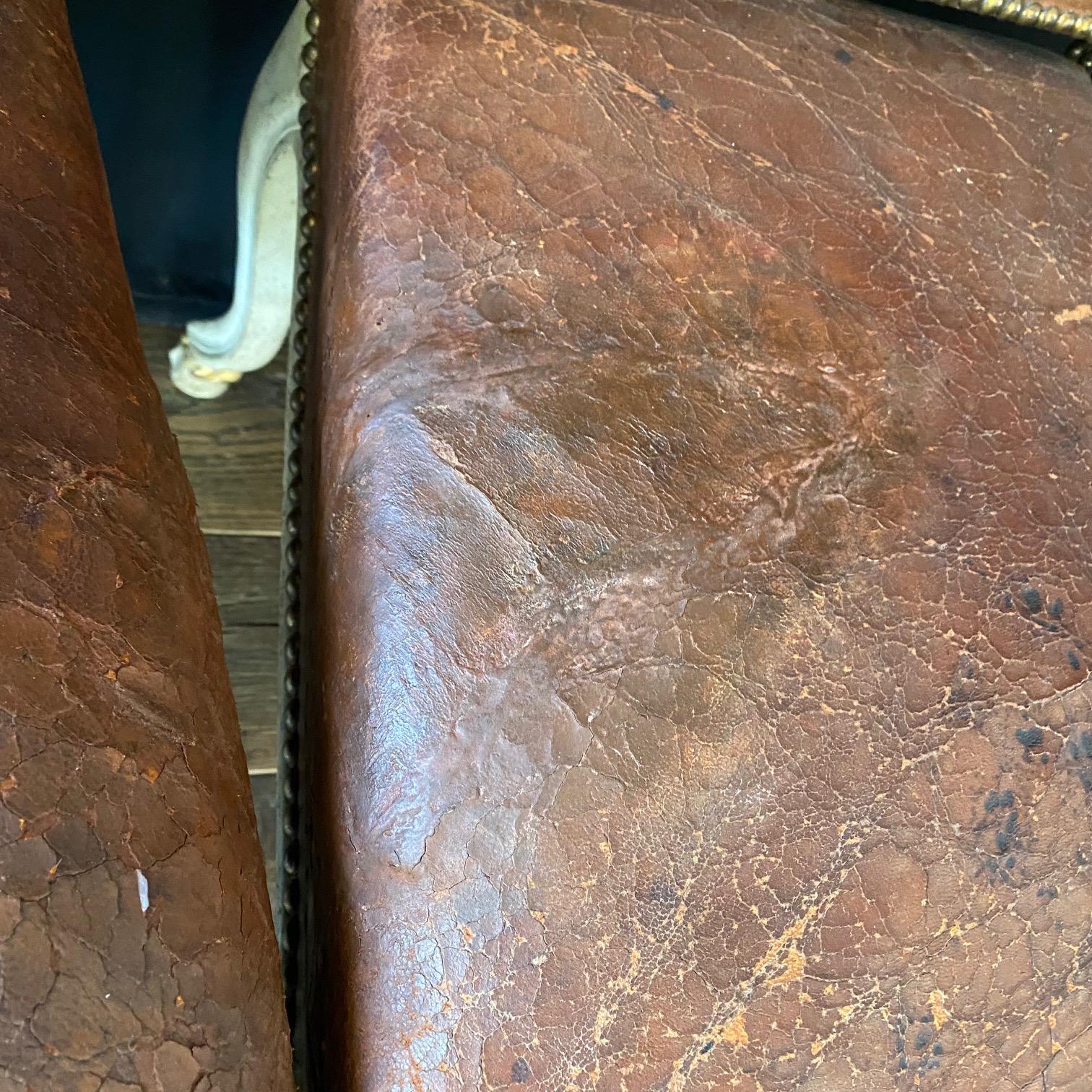 Incredible Set of Four 19th Century Distresed Leather Hoof Footed ...