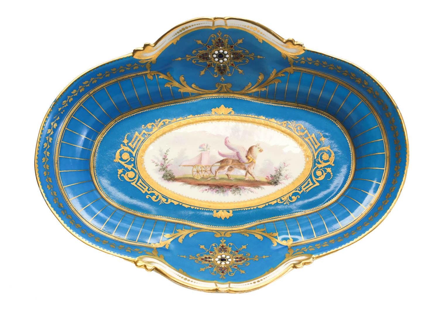 Incredible Sevres Hand Painted Porcelain Jewelled Enamel Bowl For Sale ...