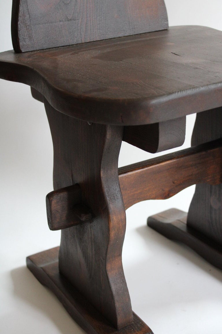 Incredible Solid Wood Brutalist Dining Chairs For Sale at 1stDibs