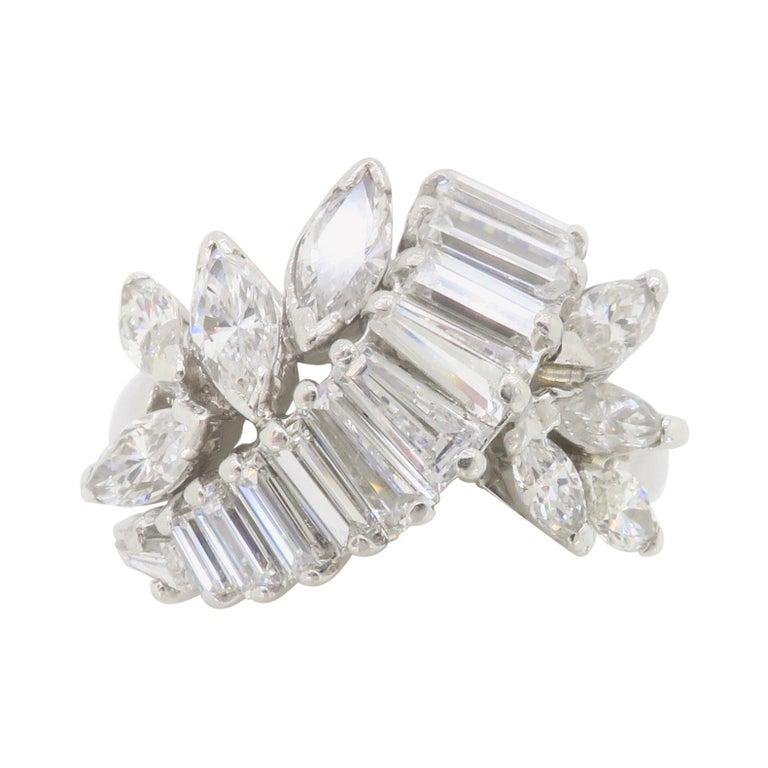 Incredible Vintage Cascading Diamond Ring Made in Platinum at 1stDibs