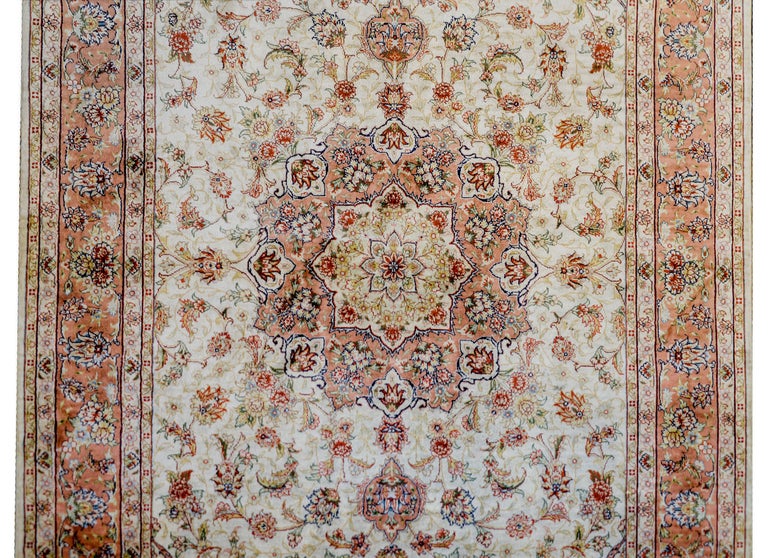 Incredible Vintage Egyptian Silk Tabriz-Style Rug For Sale at 1stDibs ...