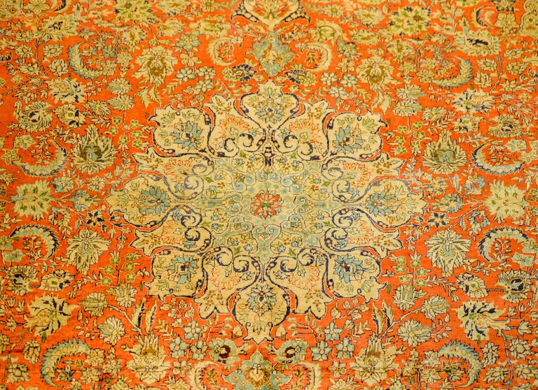 Incredible Vintage Silk Indian Isfahan Rug at 1stDibs