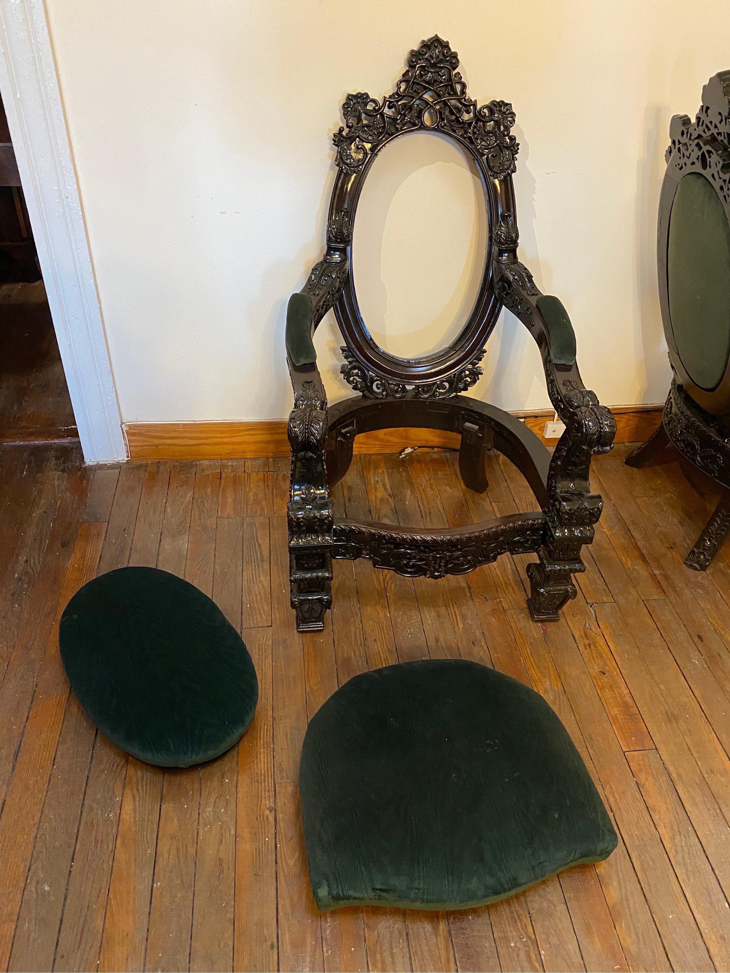 Incredibly Carved 19th Century Anglo-Indian Rosewood Palatial Chairs at ...