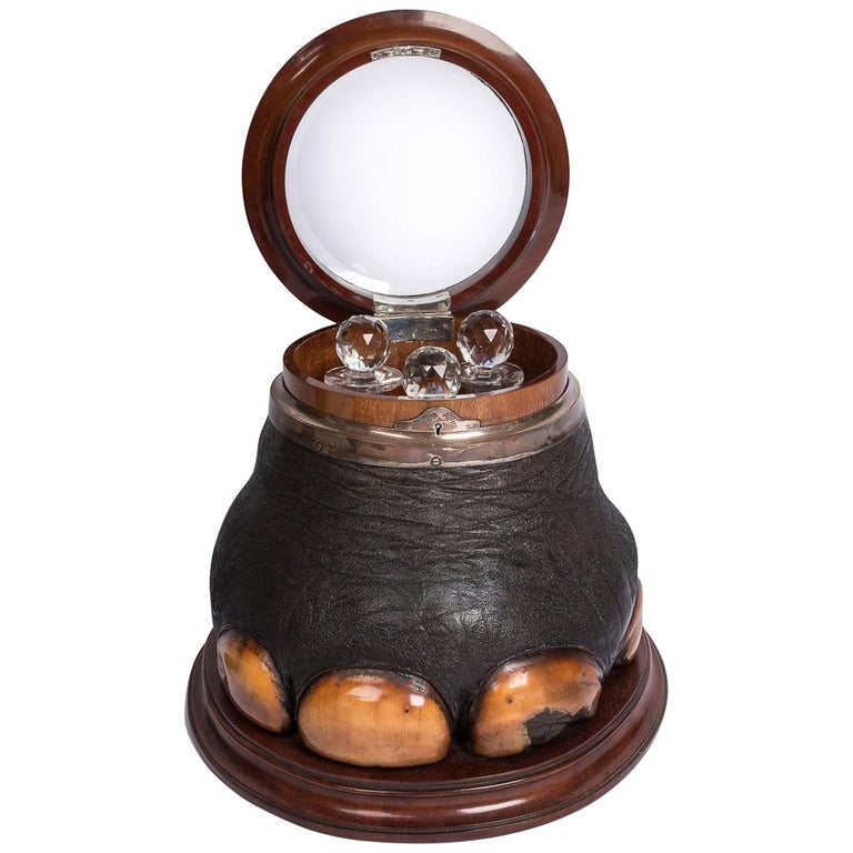 Incredibly Rare 20th Century African Elephant Foot Decanter Box at 1stDibs