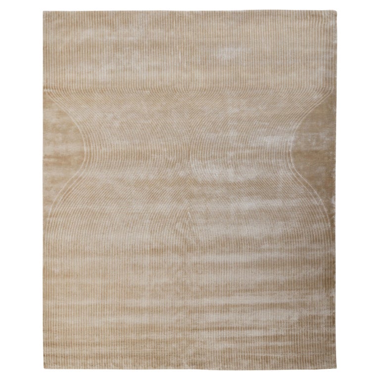 INDAH Hand Knotted Contemporary Silk Rug in Grey and Ivory Colours by ...