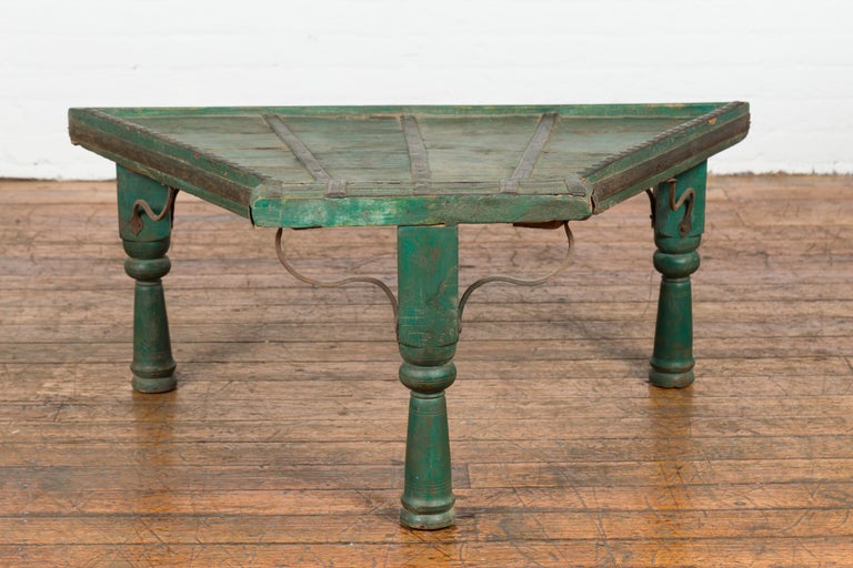 Indian 19th Century Green Painted Wood Bullock Cart Made into a Coffee ...