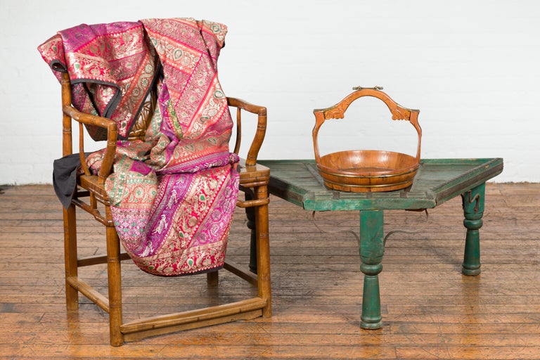 Indian 19th Century Green Painted Wood Bullock Cart Made into a Coffee ...
