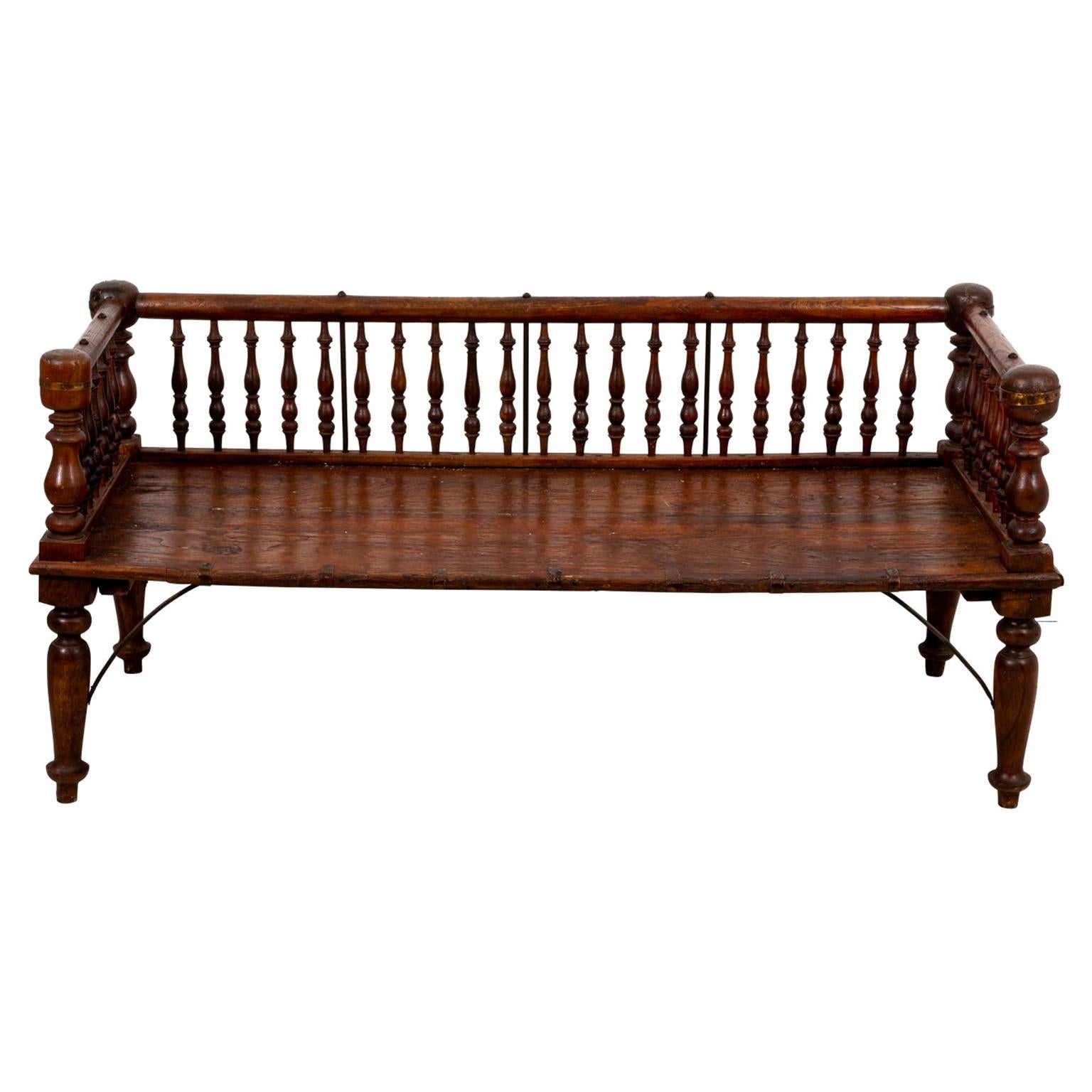 Indian 19th Century Spindle Back Settee at 1stDibs