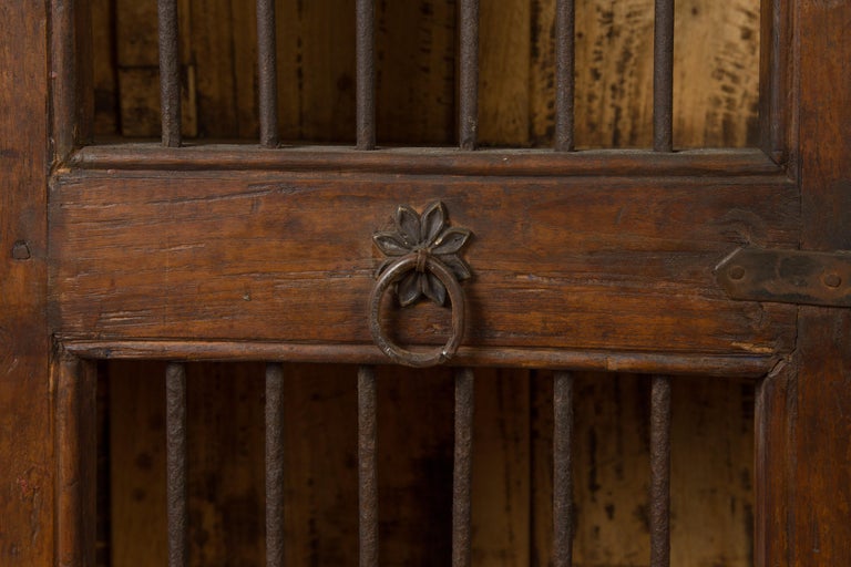 Indian Antique Cabinet with Pierced Doors, Carved Motifs and Bronze ...