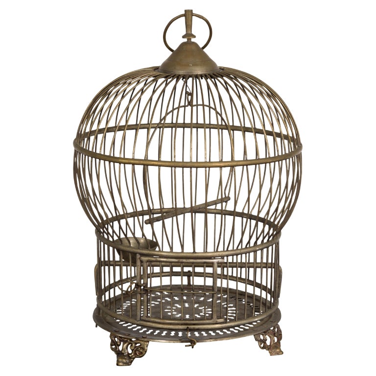 Indian Antique Silver over Brass Montgolfière Shaped Bird Cage with ...