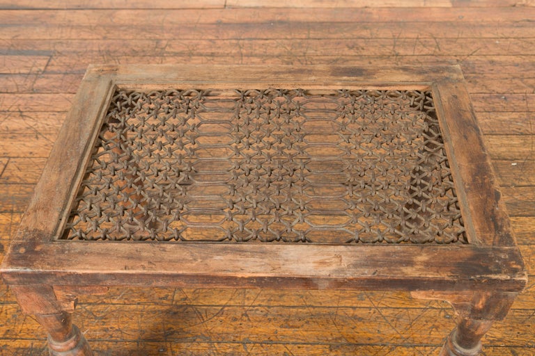 Indian Antique Window Grate Made into a Coffee Table with Turned ...