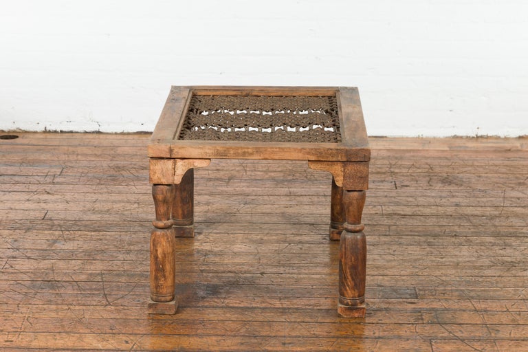 Indian Antique Window Grate Made into a Coffee Table with Turned ...