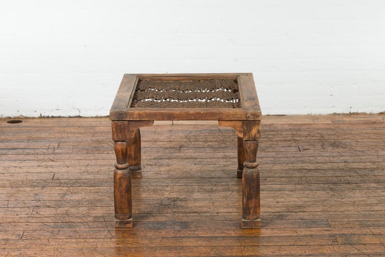Indian Antique Window Grate Made into a Coffee Table with Turned ...