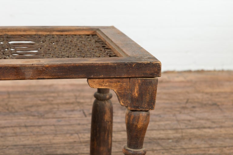 Indian Antique Window Grate Made into a Coffee Table with Turned ...