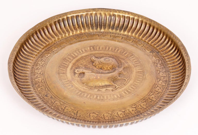 Indian Asian Antique Brass Alms Dish with Hamsa Bird Design For Sale at ...